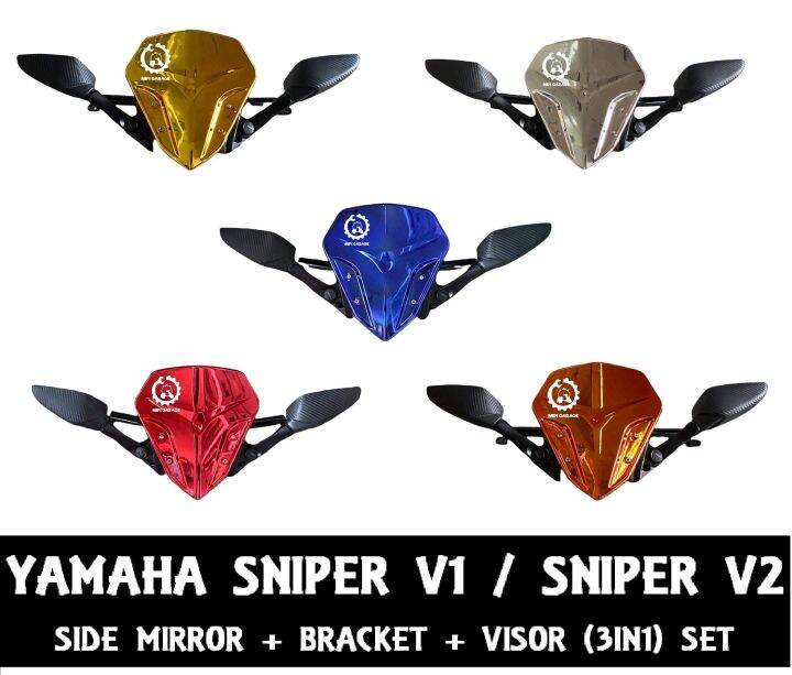 YAMAHA SNIPER V1 / SNIPER V2 - Side Mirror + Heavy Duty Bracket + Visor ...