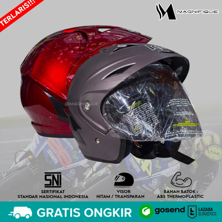 Helm Motor Half Face JP5 Single Visor Helem Pria Wanita Dewasa Helmet ...