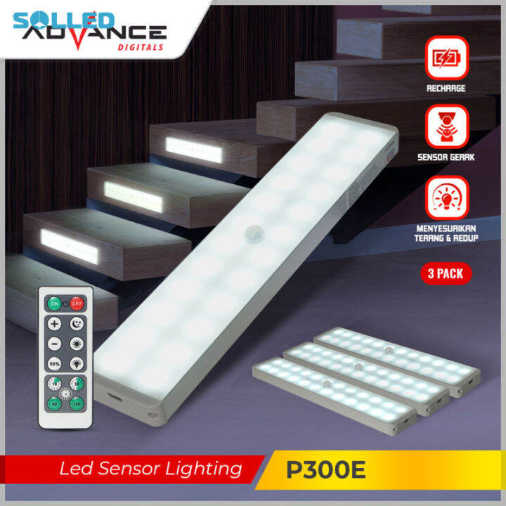 SOLLED 3ชิ้นเซ็นเซอร์ Led ไฟกลางคืนรีโมทคอนโทรลพร้อมฐานแม่เหล็กเหมาะ ...
