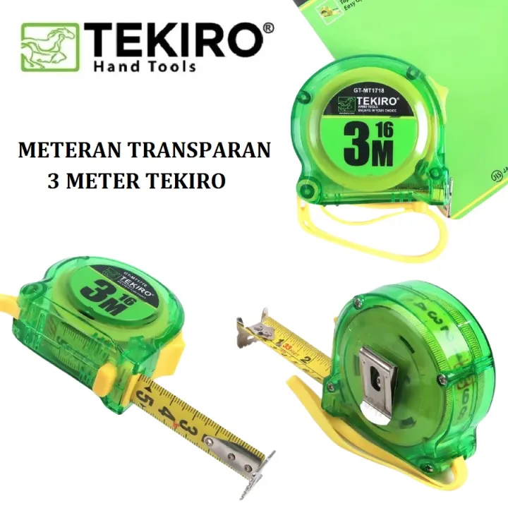 TEKIRO Meteran Roll Transparan 3M - Meteran Tukang Kayu Transparan 3 ...