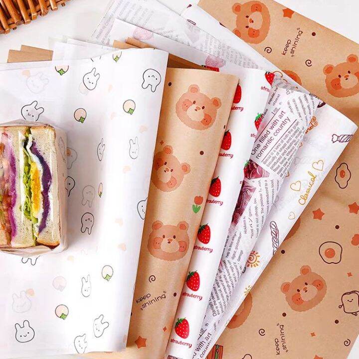 [50pcs] Sandwich Paper Food Wrapping Cake Parchment Paper Grease ...