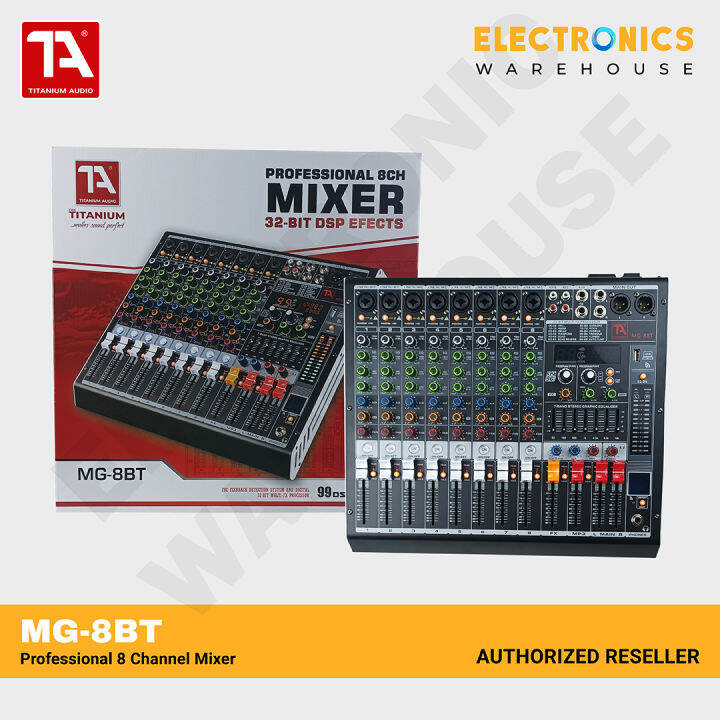 Titanium Audio MG-8BT Professional 8 Channel Mixer, 32-BIT DSP Effects ...