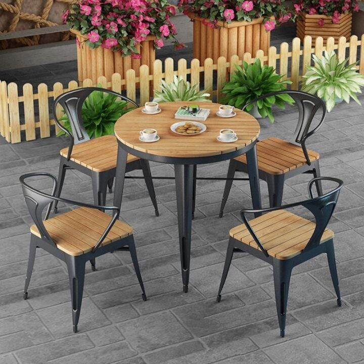 Outdoor balcony small table and chair combination Industrial style ...