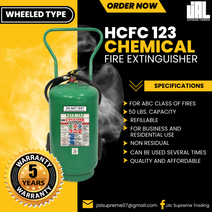 Wheeled Fire Extinguisher 50 Lbs. (Green) - HCFC123 Chemical | Lazada PH