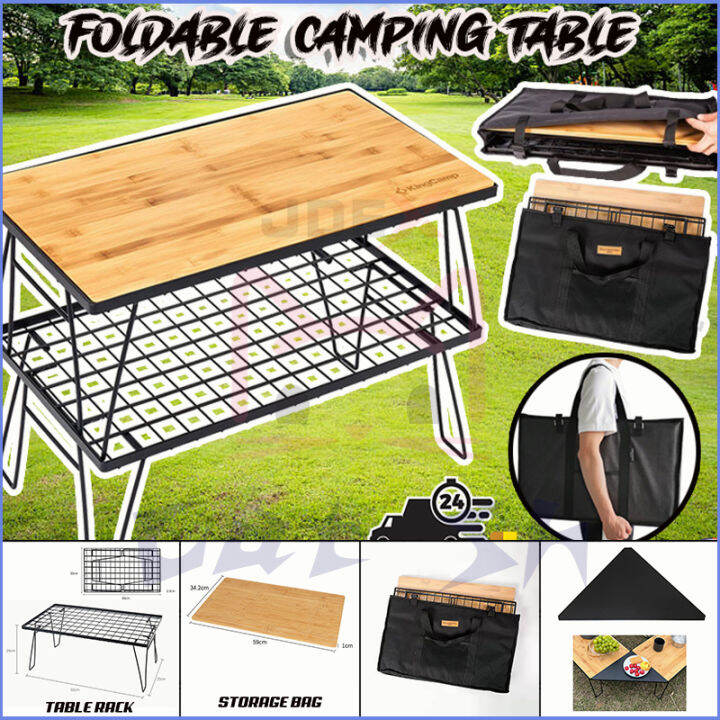 Outdoor Folding Mesh Table Bamboo Allegro Dining Table Camping Portable ...