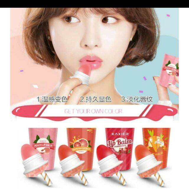 KAXIER 4 Colors Cute Ice Cream Lipstick Tempture Color Changed Lip Balm ...