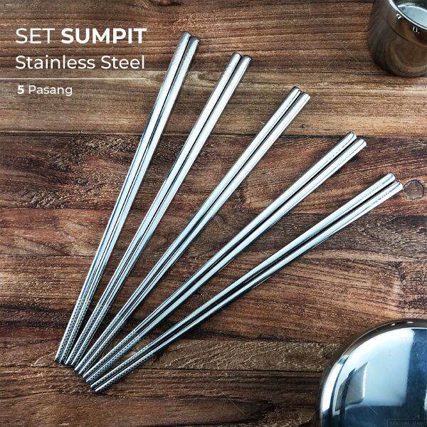 SUS 304 Sumpit Stainless chopsticks Murah Minimalis 5 Pasang | Lazada ...