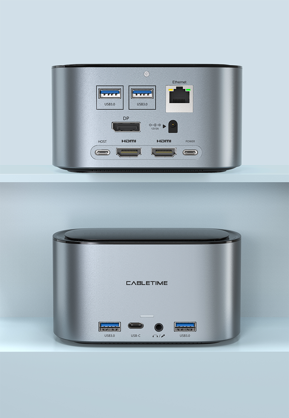 CABLETIME USB Docking Station HUB USB C ถึง4K HDMI DP RJ45 1000Mbps PD 100W USB3.0สำหรับ MacOS ...