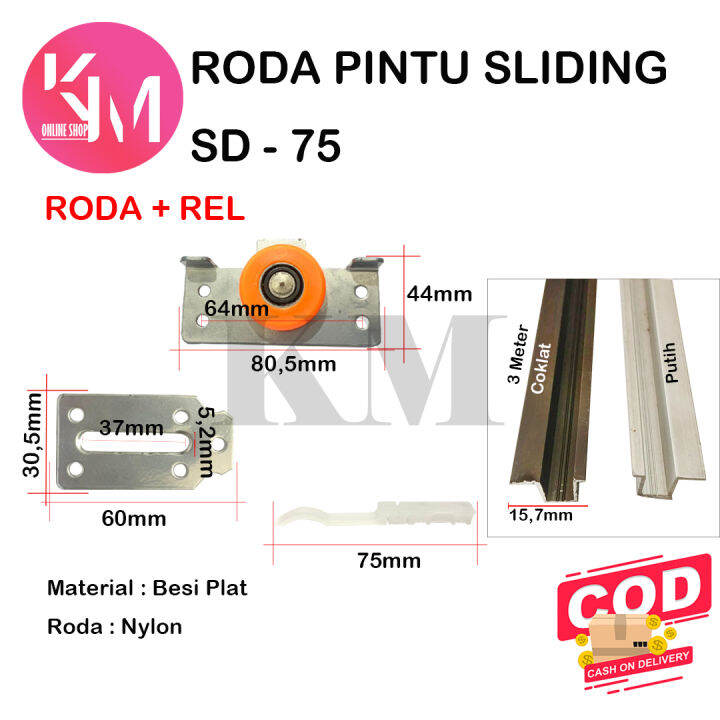 Roda Pintu Lemari Geser 385 Orange atau Sliding Pasangan Roda 2 Set ...