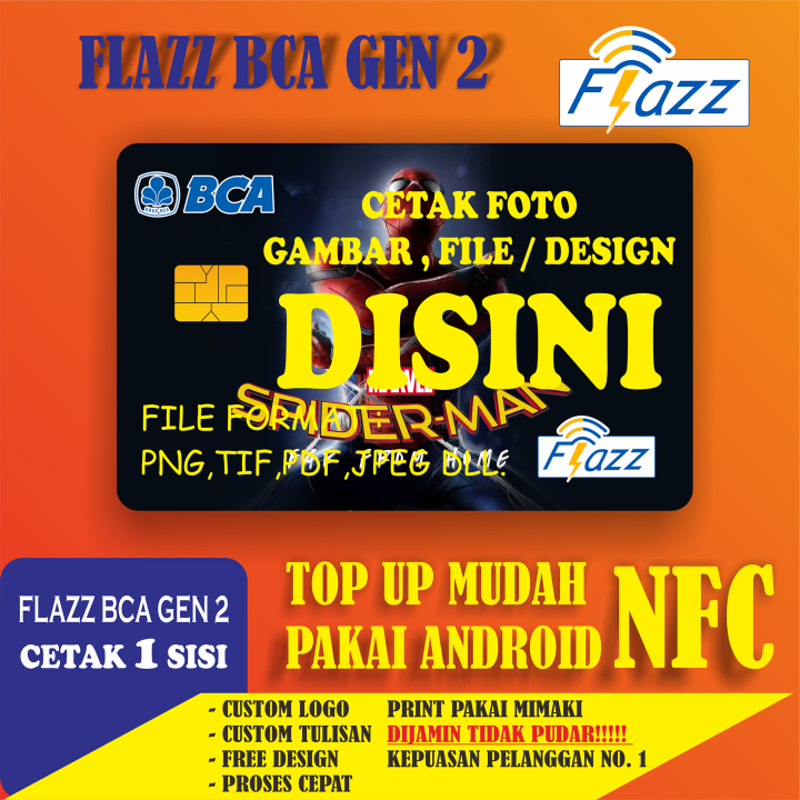 KARTU FLAZZ BCA GEN 2 CETAK 1 SISI CUSTOM GAMBAR spider man3 | Lazada ...