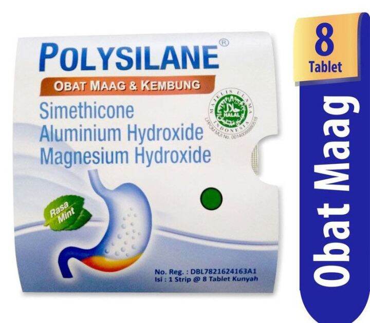 Polysilane Tablet Kunyah 1 Strip 8 Tabs / Obat Maag & Kembung | Lazada ...