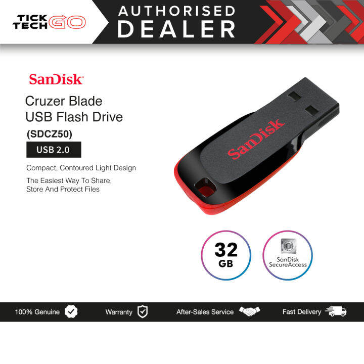 SanDisk Cruzer Blade (8GB/16GB/32GB/64GB/128GB) USB 2.0 CZ50 Flash ...