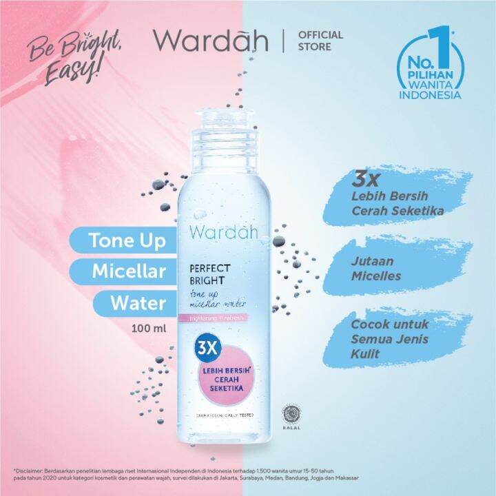 Wardah Perfect Bright Tone Up Micellar Water Brightening + Refresh 100ML | Lazada Indonesia