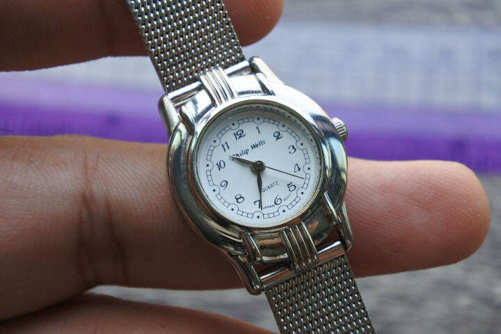 นาฬิกา Vintage มือสองญี่ปุ่น PHILIP WELLS ระบบ QUARTZ ผู้หญิง ทรงกลม ...