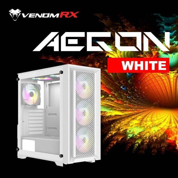 VENOMRX AEGON INCLUDE 4 FAN ARGB VENOM RX ATX GAMING CASE - Putih ...