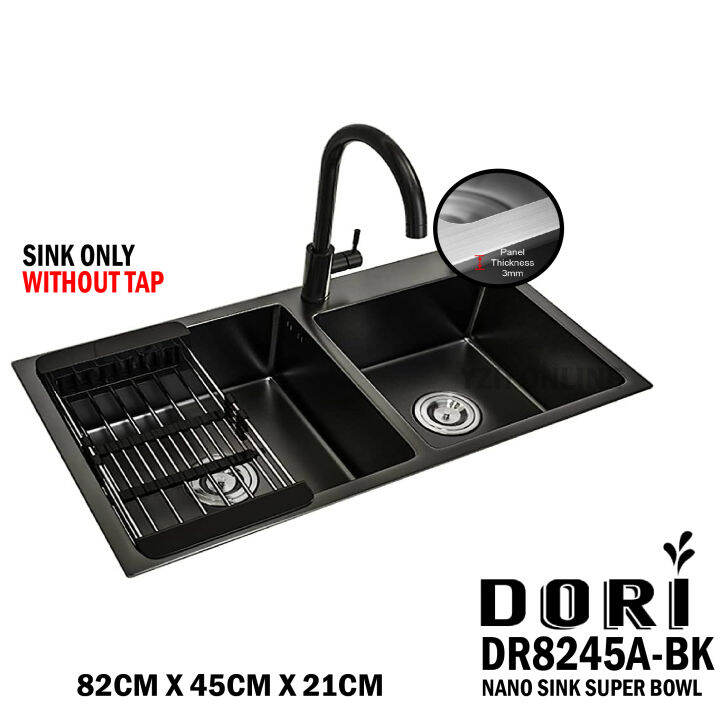 DORI Nano Kitchen Sink Double Bowl High Quality 304 Kitchen Sink (Satin ...