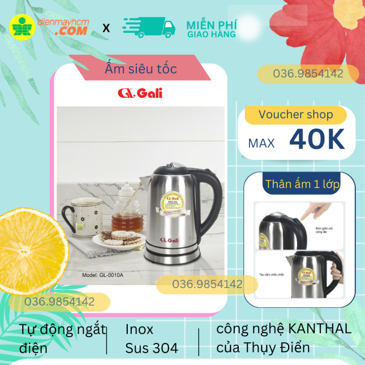 Ấm Siêu Tốc GALI Mã SP GL-0010A 1000W 1L Nhập Khẩu Bảo Hành Chính Hãng 12T Tem CR Chứng Nhận ...