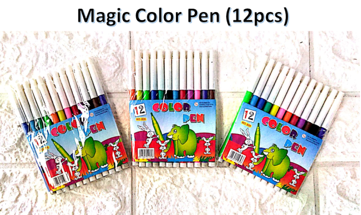Ready Stock 12pcs Magic Color Pen Students Color Pens Kids Drawing Pen ...