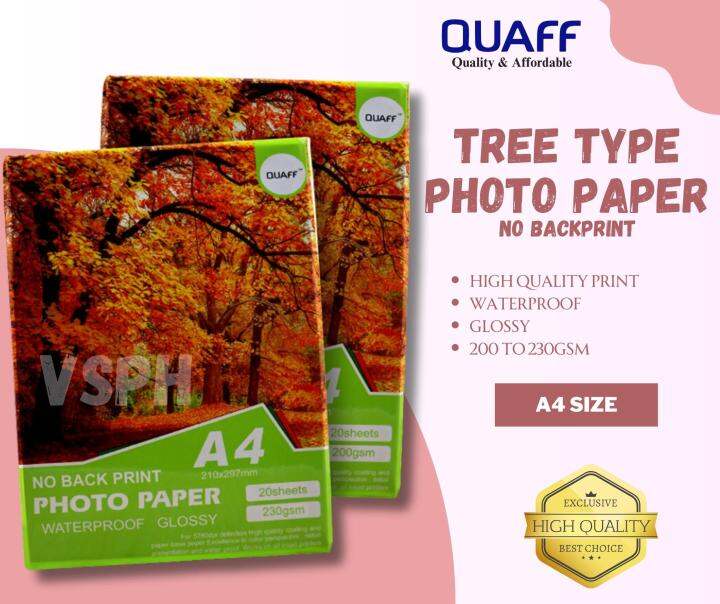 QUAFF TREE TYPE PHOTO PAPER NO BACKPRINT 230GSM by VSPH | Lazada PH