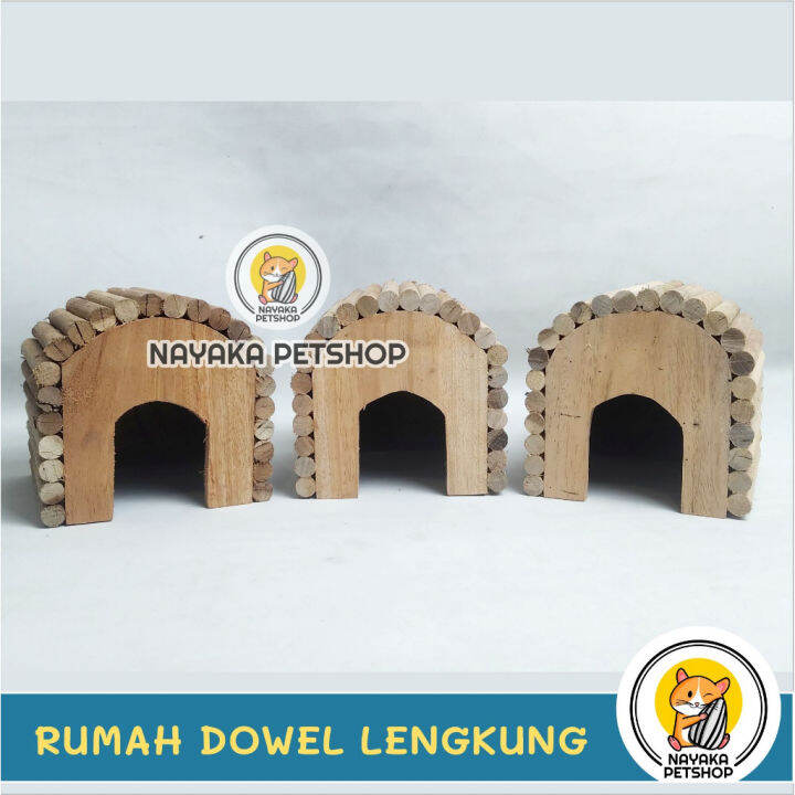 Rumah Hamster Kayu Dowel Lengkung Aksesoris Kandang Tupai Wooden Home ...