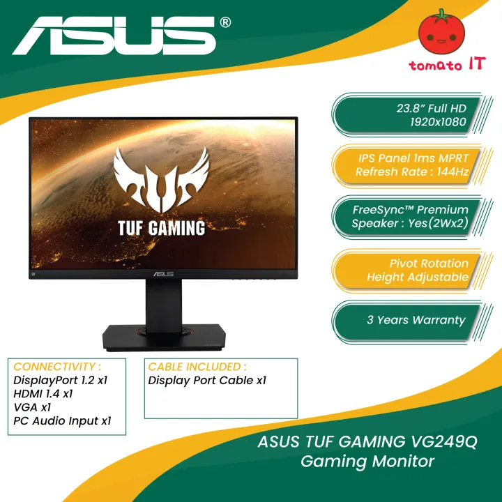 Asus TUF Gaming Monitor VG249Q 24 inch Full HD 144Hz IPS 1ms with ...