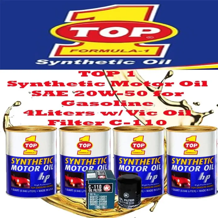 Top One Formula- Synthetic Motor Oil HP For Gasoline Engine 20W-50 4 ...