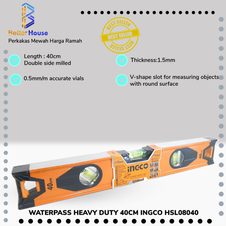 Waterpass Water Pass Water Pas Aluminium 40cm INGCO HSL08040 | Lazada ...