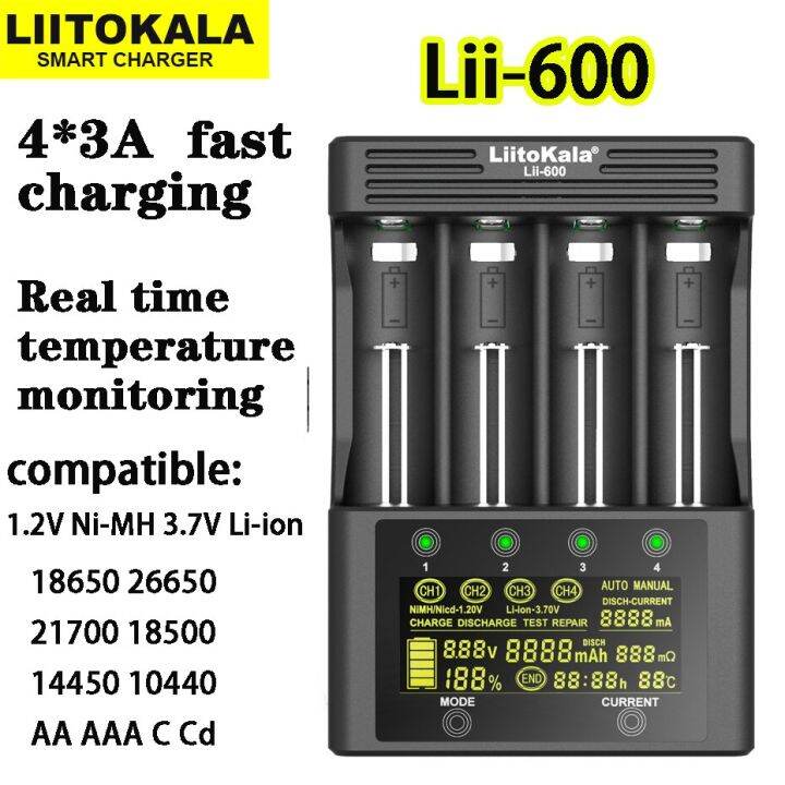 Liitokala Lii-600 Lii-500 Lii-500S 18650 Battery Charger Li-Ion 3.7V ...