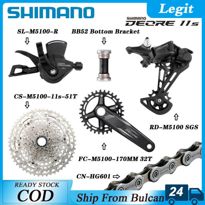 Shimano Deore M5100 11 Speed Groupset 1X11 Speed MTB Mountain Bike Shifter Rear Derailleur ...
