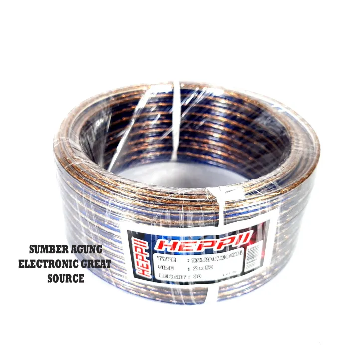 Kabel Transparan 2x50 Merk Heppi Panjang 30 Fleksibel Cable Listrik ...