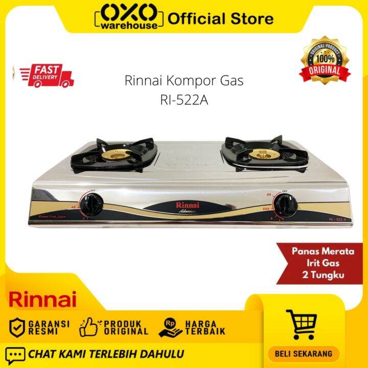 Rinnai Kompor Gas RI-522A 2 Tungku Anti Karat Garansi Resmi | Lazada ...
