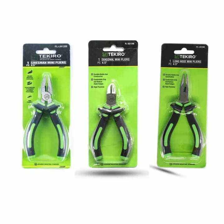 PAKET 3 Tang Mini 4,5 inch TEKIRO ORIGINAL 3 Set Tang Kombinasi Tang Lancip Tang Potong TEKIRO ...