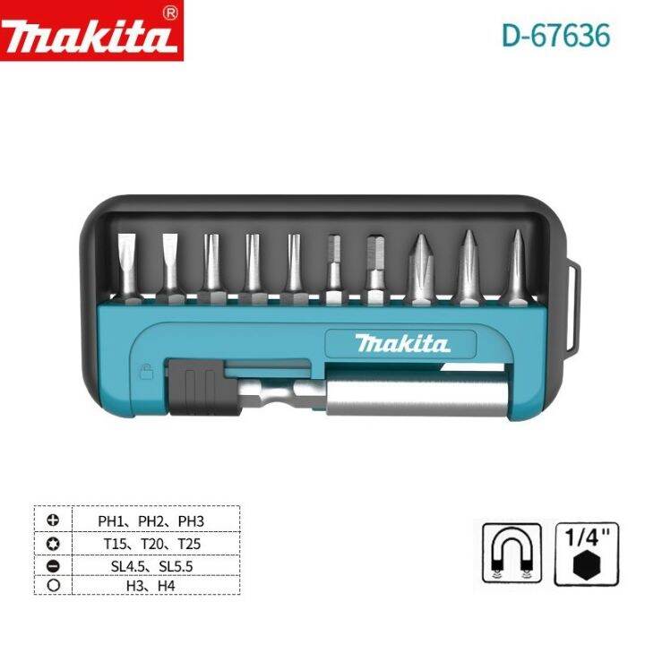 ♟ Makita D-67636 Electric Screwdriver Bit Set 11Pcs Phillips Slotted Hex Torq 1/4 39; 39 ...