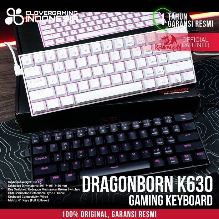 Siap Kirim Redragon DRAGONBORN K630 - K-630 K 630 Mechanical Gaming Keyboard - Hitam SINGLE LED ...