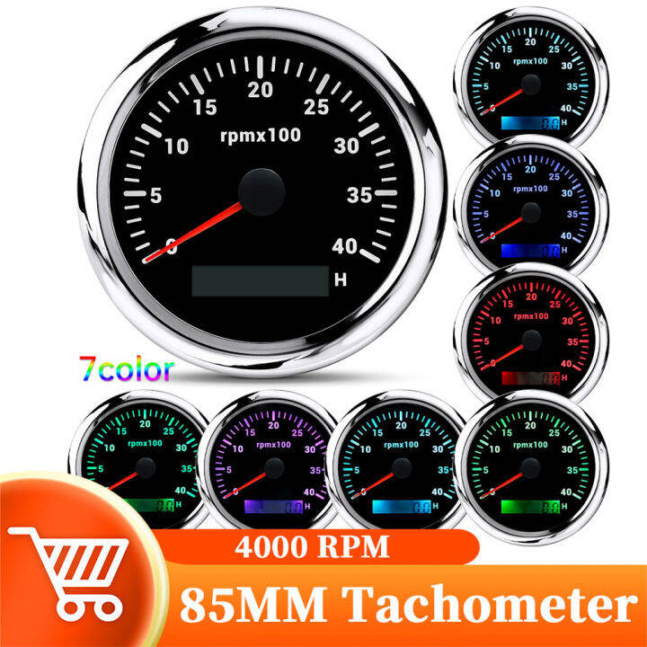 4000RPM 85mm Car Tachometer 7 Colors Backlight Tacho Meter M16 M18 ...