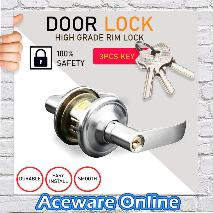 TUBULAR LEVER HANDLE LOCK SET lever door lock tubular cylindrical lever handle lock Kunci Pintu ...