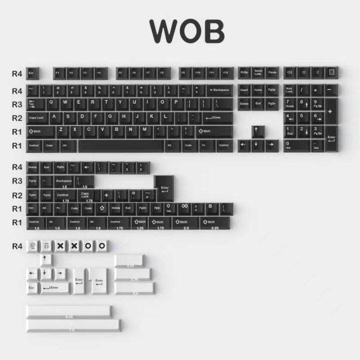 173 Keys/set WOB Keycaps ABS Double Shot Keycap Cherry Profile Key Caps ...