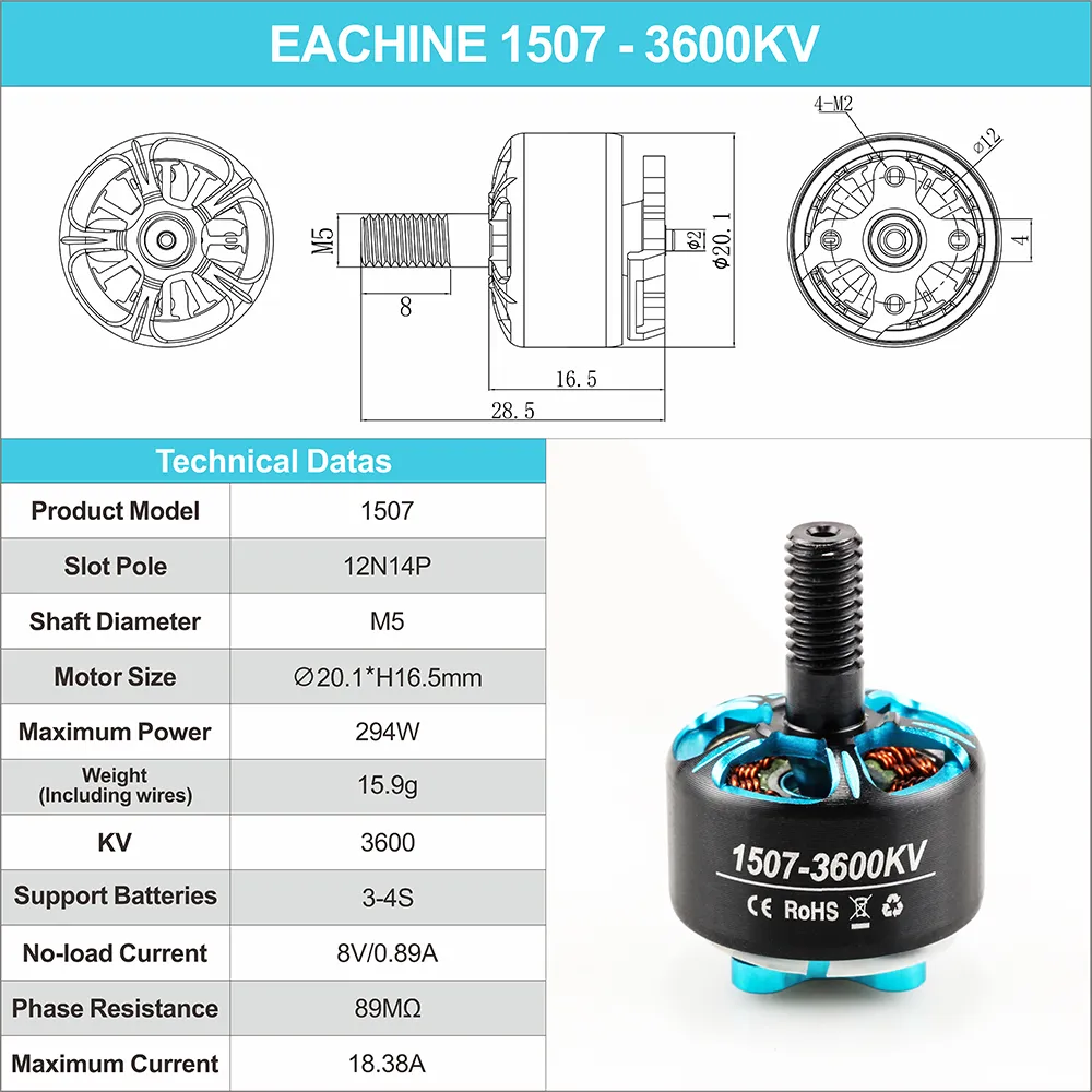 Eachine 1507 2400KV/3600KV Brushless MotorสำหรับEachine Cvatar / Cvatar ...