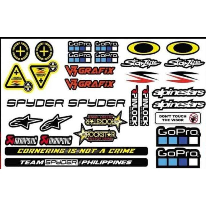 SPYDER helmet visor stickers set waterproof laminated | Lazada PH