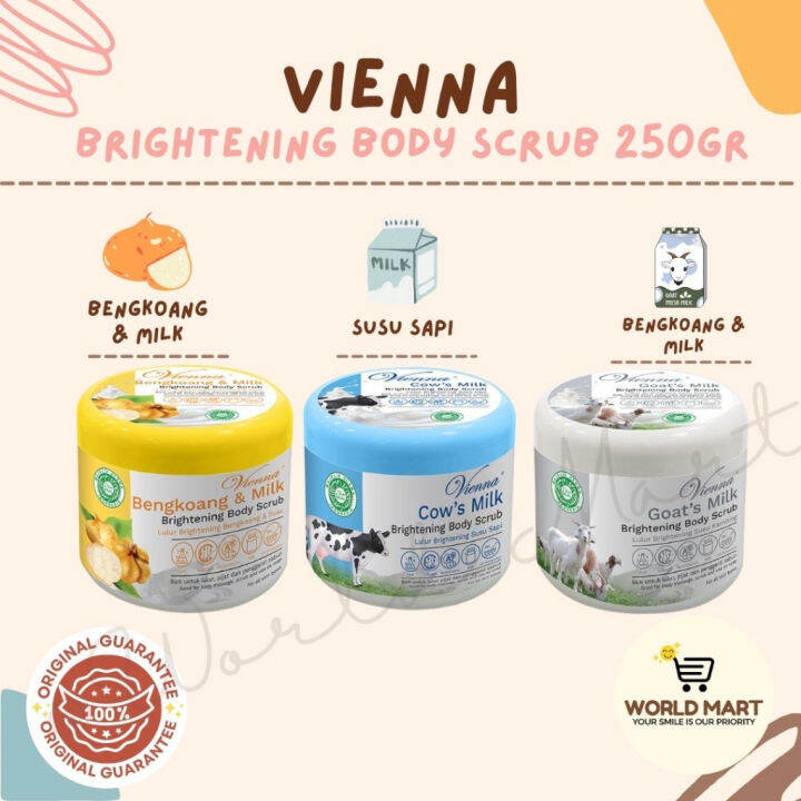Vienna Brightening Body Scrub Bengkoang Susu | Susu Sapi | Susu Kambing ...