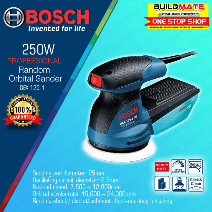 BOSCH Random Orbital Finish Sander 250W GEX 125-1 •100% ORIGINAL / AUTHENTIC • BUILDMATE• BPT ...