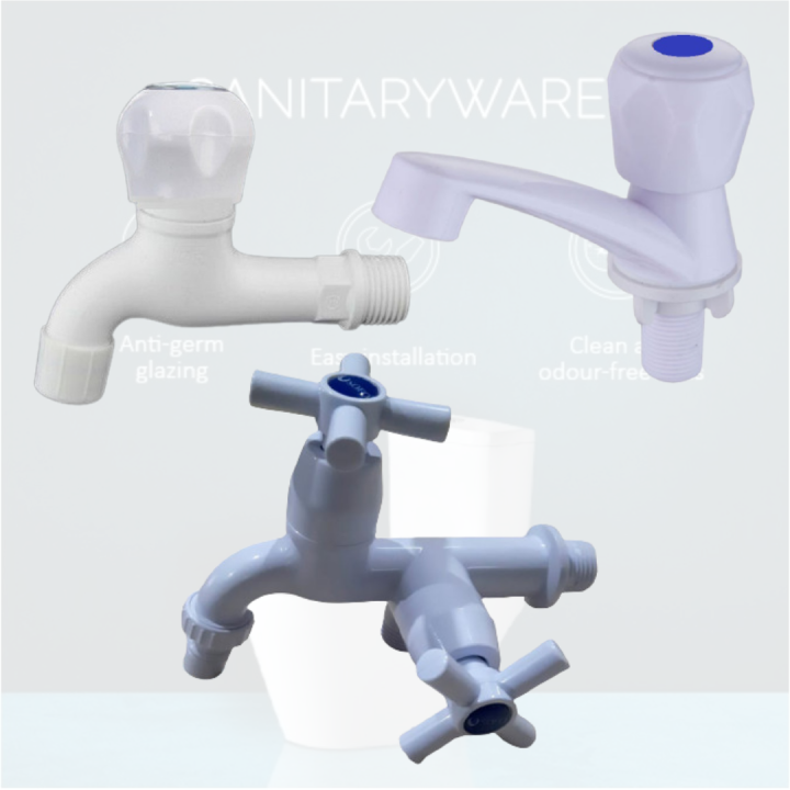 Kran Air Tembok Plastik Pvc/ Kran Cabang pvc Kran wastafel pvc - 1/2 ...