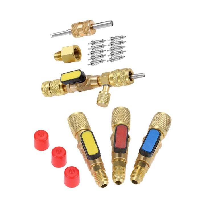 1 Set Brass R410A Refrigerant Straight Ball Valves SAE Valve & 1 Set ...