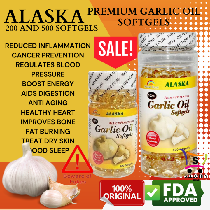 original Alaska Garlic Oil 1500mg 500 and 200 Softgel Capsules | Lazada PH
