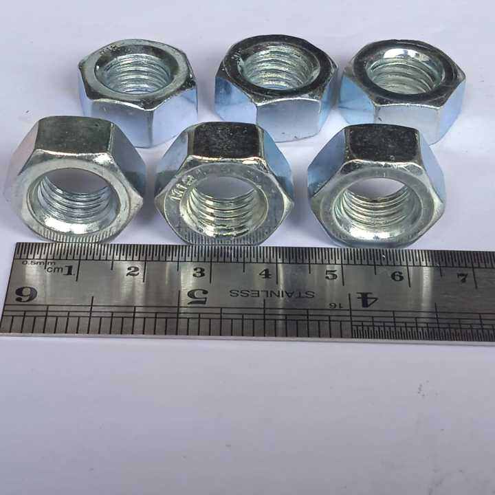 MUR PUTIH M12 KUNCI 19 MUR HEX NUT 12MM MUR GALVANIS M12 PITCH DRAT 1. ...