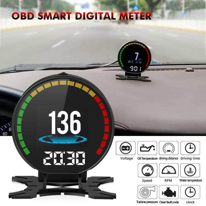 P15 Head-Up Display Car OBD2 HUD Speedometer Overspeed Warning Digital ...