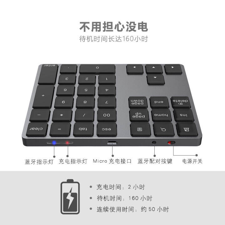 Logitech Bluetooth digital keypad wireless rechargeable battery light ...