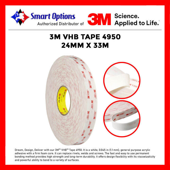 3M VHB Tape 4950 24mm x 33m WHITE 1 Roll | Lazada PH