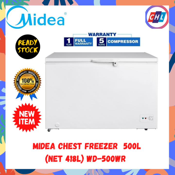 MIDEA CHEST FREEZER 500L (NET 418L) - MIDEA WARRANTY MALAYSIA | Lazada