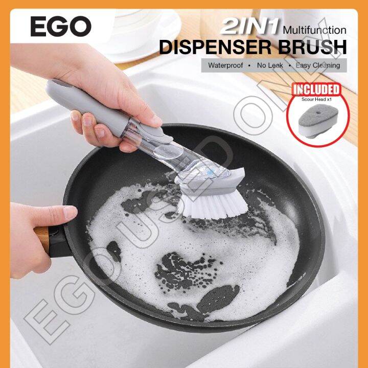 Kitchen Dishwashing / Sink Brush Scrubber and Sponge with Soap Handle ...